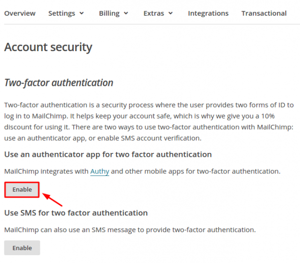 How to Set Up Two-Factor Authentication on MailChimp with Protectimus ...